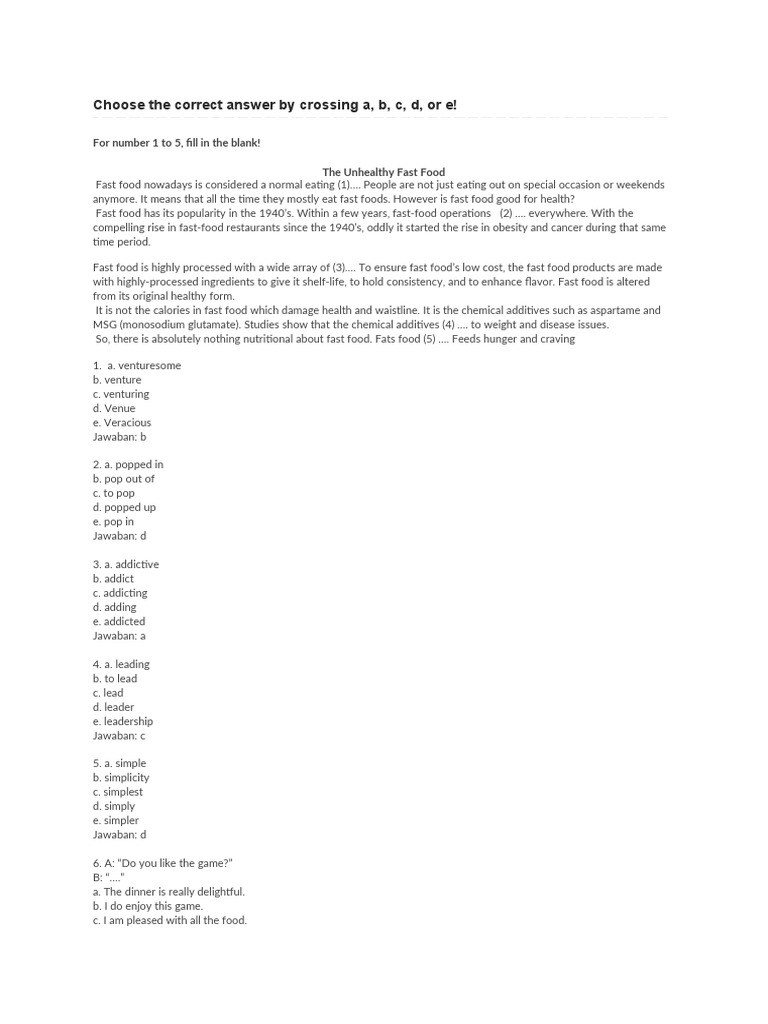 Choose The Correct Answer by Crossing A | PDF | Gold As An Investment ...