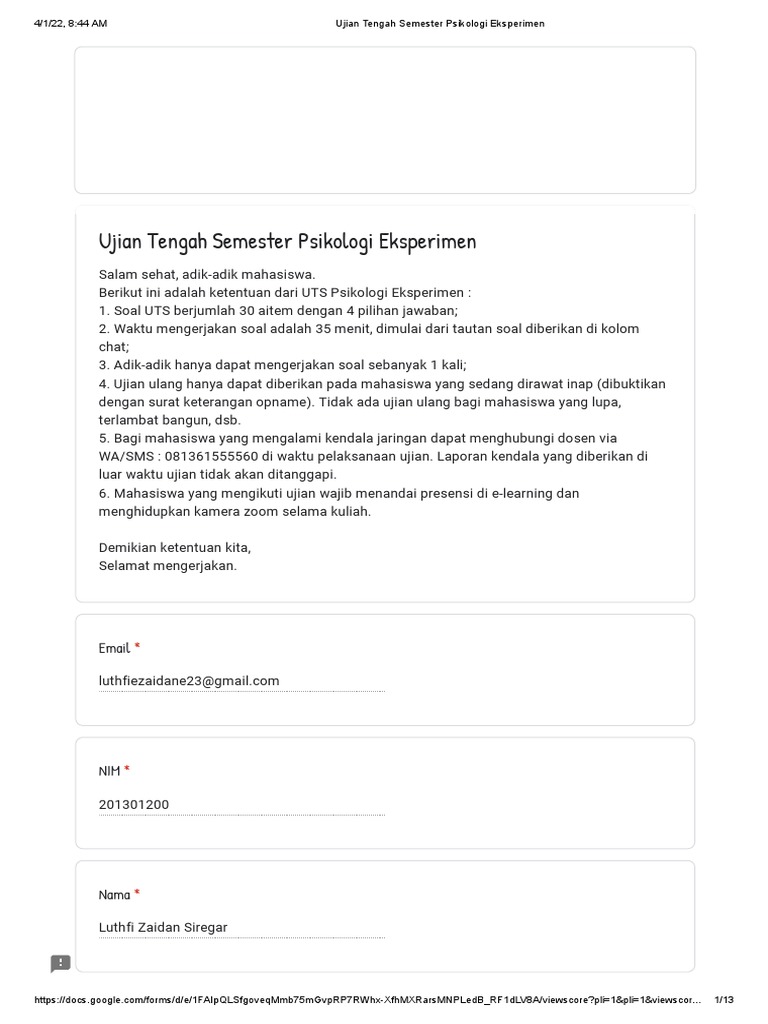 UTS Eksperimen Revisi | PDF