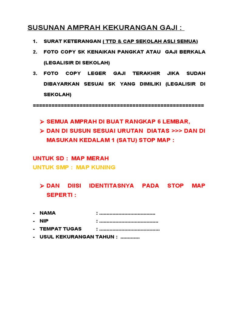 Prosedur Amprah Kekurangan Gaji | PDF