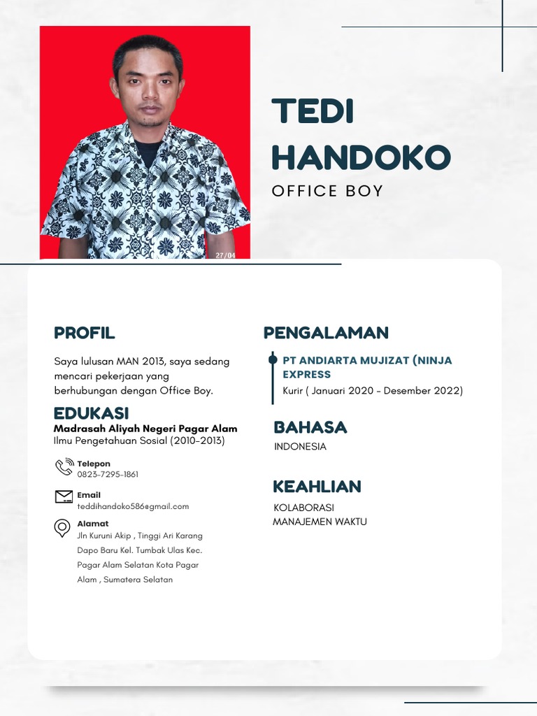 Profil Pencari Kerja Office Boy | PDF