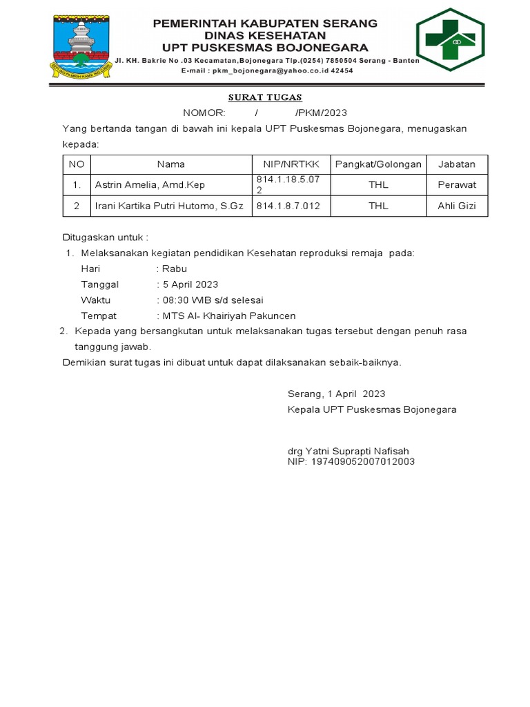 SURAT TUGAS Mts Pakuncen | PDF