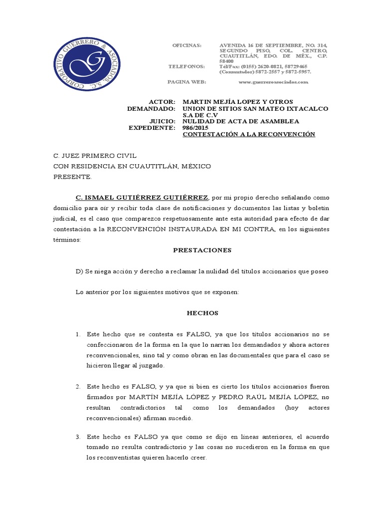 Reconvencion juicio ordinario mercantil | PDF | Democracia | Ideologías ...