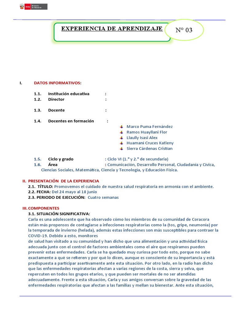 3 Experiencia De Aprendizaje 1ro Y 2do Grupal Pdf Hipótesis