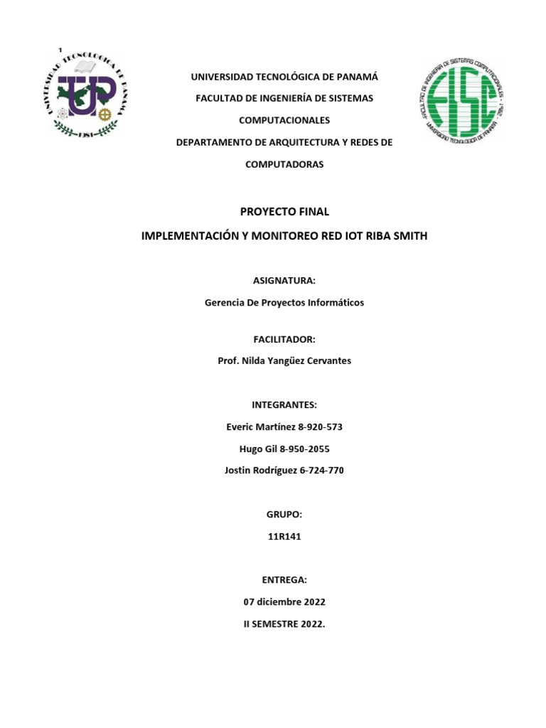 Proyecto Final Gerencia de Proyecto-Martinez, Gil, Rodriguez | PDF | Internet de las Cosas | Red ...