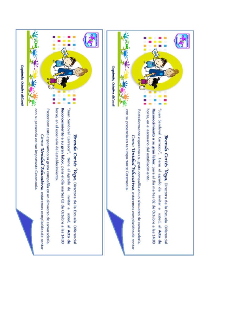 Invitaciones ACTIVIDAD ESCUELA | PDF