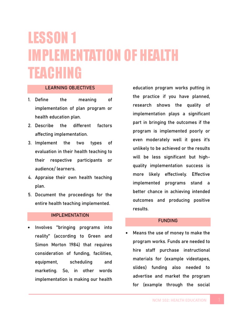 Lesson 1 NCM 102 | PDF | Evaluation | Joint Commission