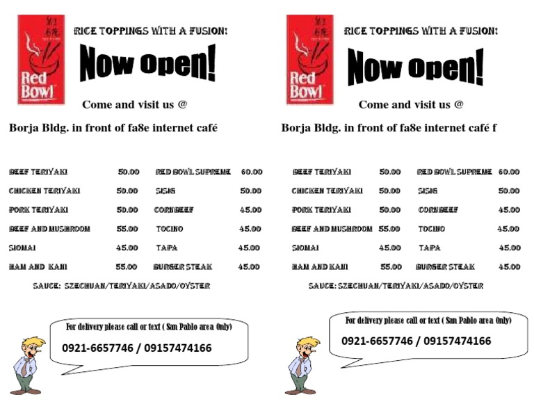 Fusion Rice Toppings Menu | PDF