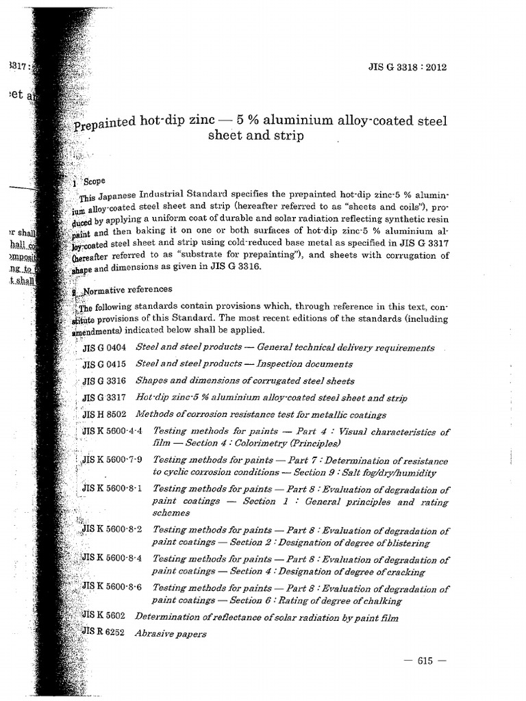 Jis G 3318 (2012) | PDF