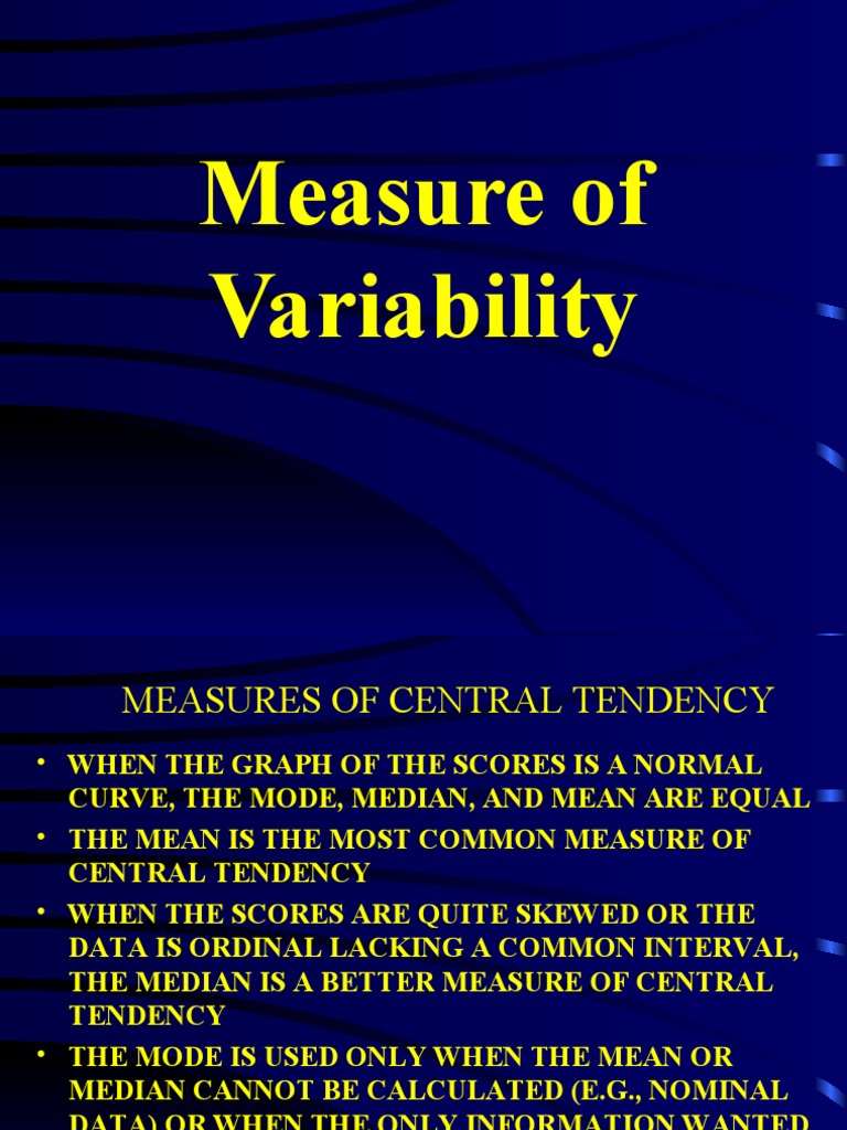 Measures of Variability | PDF | Variance | Standard Deviation