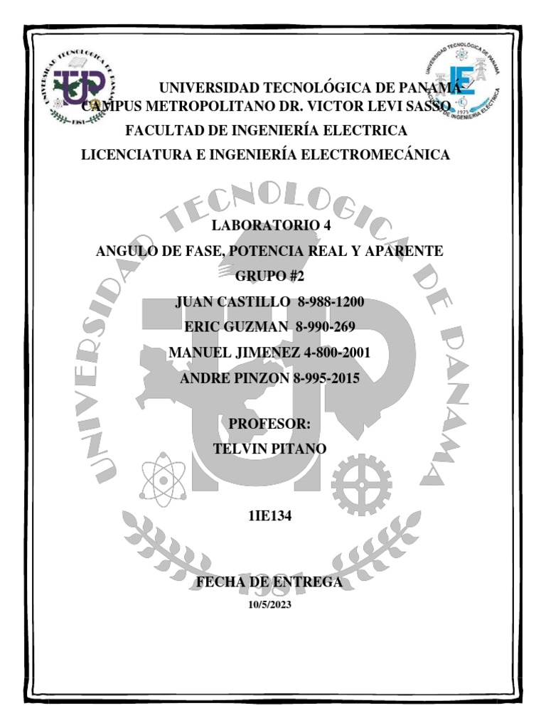 laboratorio 4 - Angulo de fase, Potencia real y aparente | PDF ...
