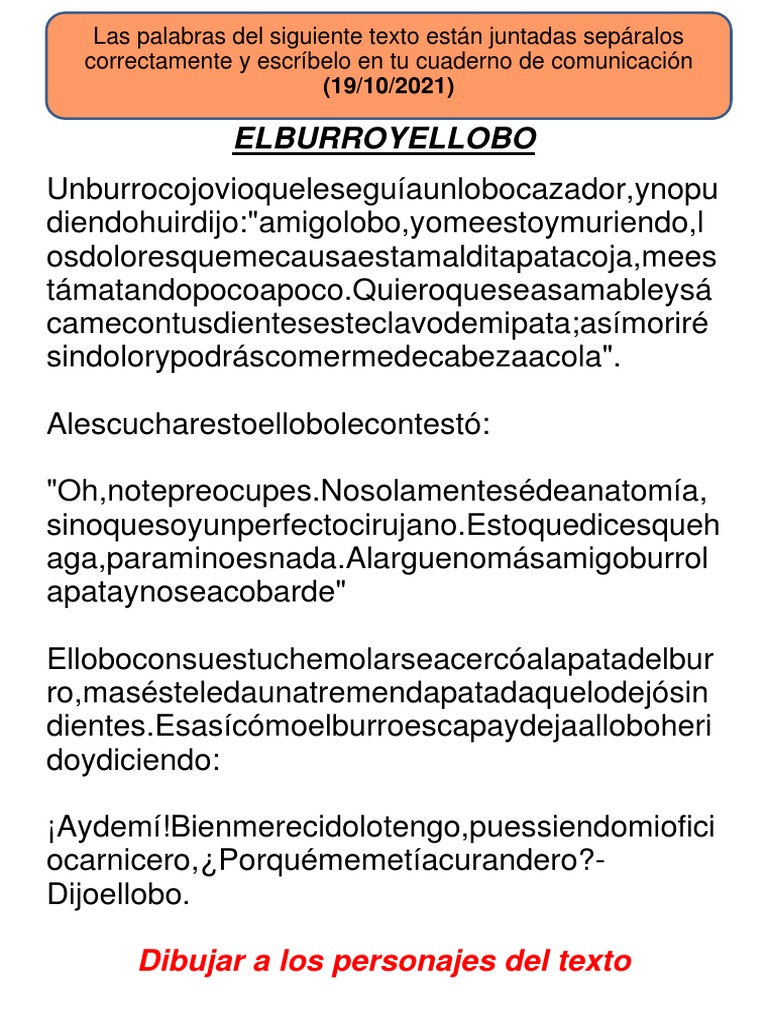 El Burro y El Lobo - Texto Juntado | PDF