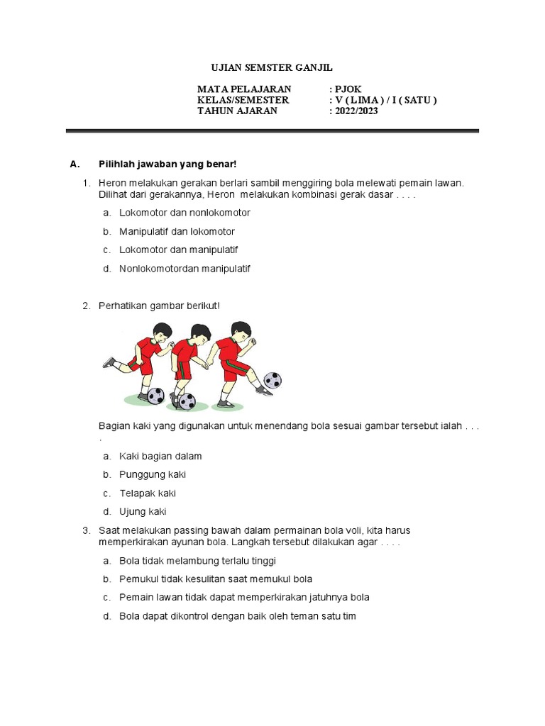 Soal Pas Pjok Kelas 5 Semester 1 | PDF