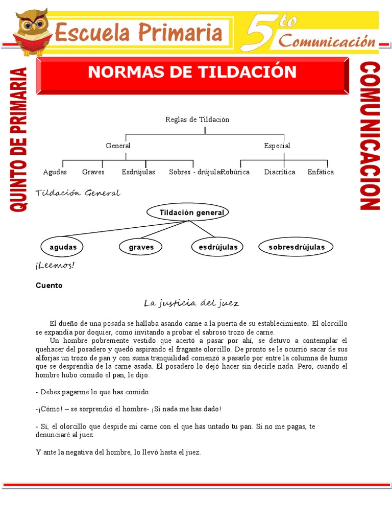 Normas de Tildación para Quinto de Primaria | PDF | Lingüística | Fonética