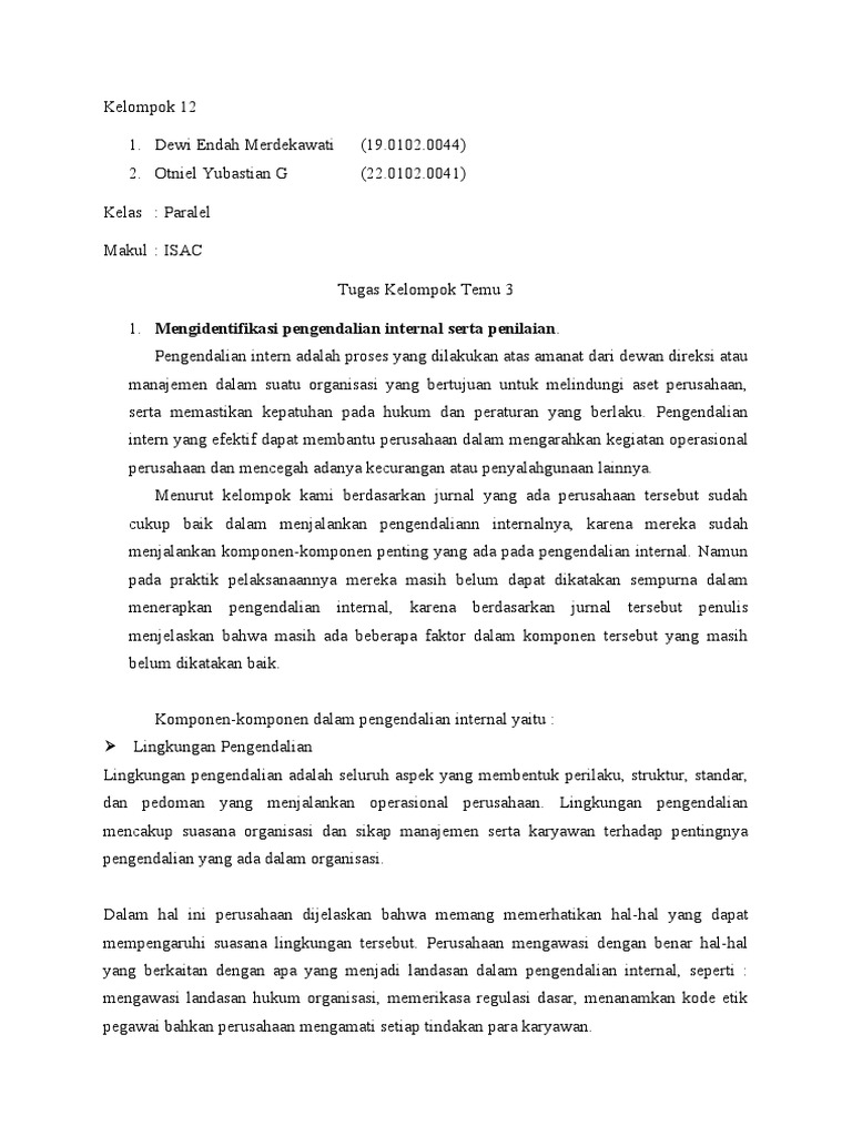 Tugas Temu 3 ISAC - Kelompok 12 - Paralel | PDF