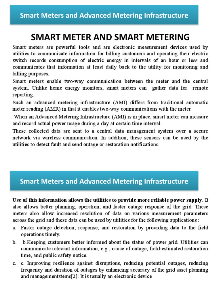 Smart Meters And Advanced Metering Infrastructure Pdf Electrical Grid Smart Grid