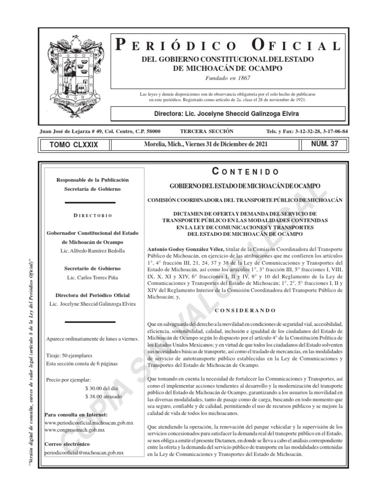 Dictamen de Oferta y Demanda de Transporte Publico | PDF | Transporte ...