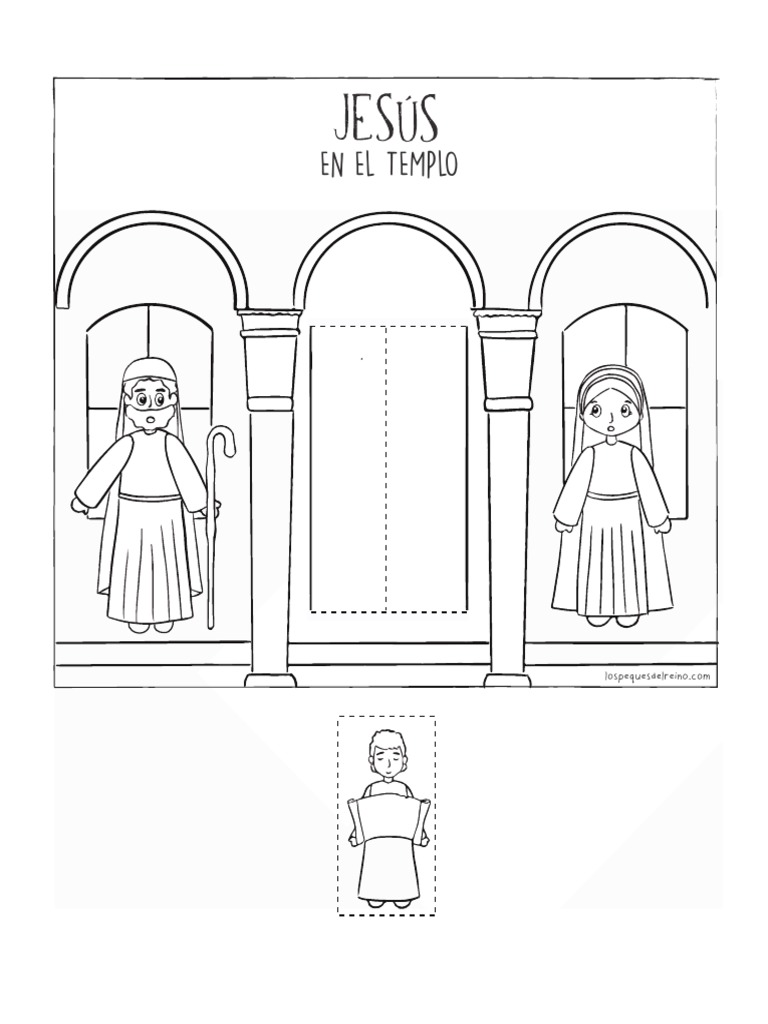Coloreable - Escena Jesus en El Templo | PDF