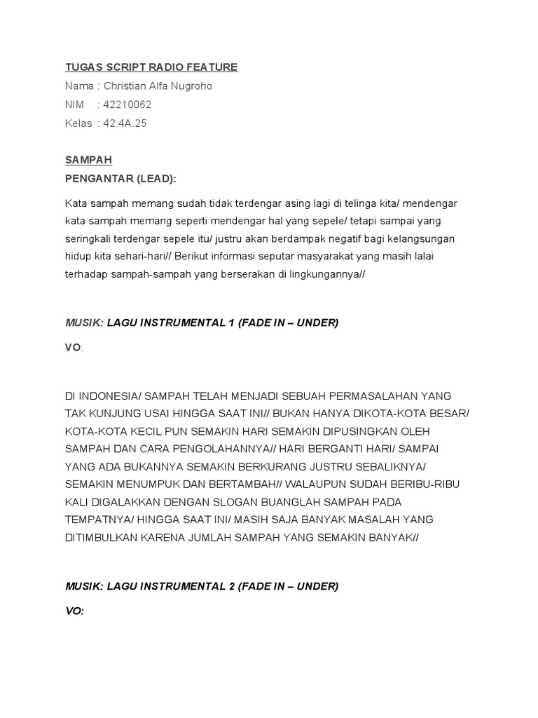 SKRIP RADIO FEATURE | PDF