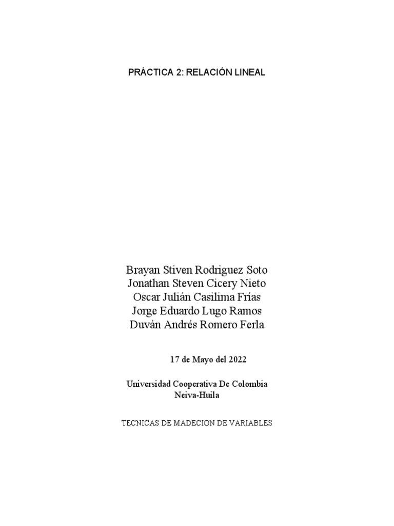 Relación Lineal y Ley de Hooke | PDF | Línea (geometría) | Pendiente