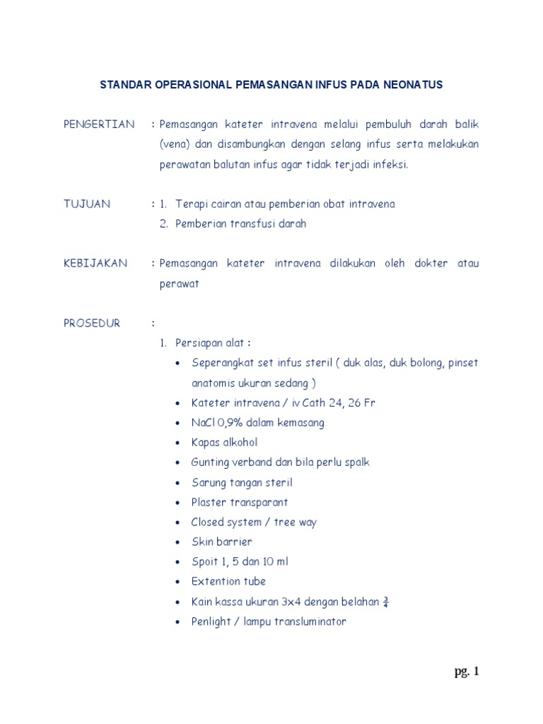 Sop Pemasangn Infus Neonatus | PDF