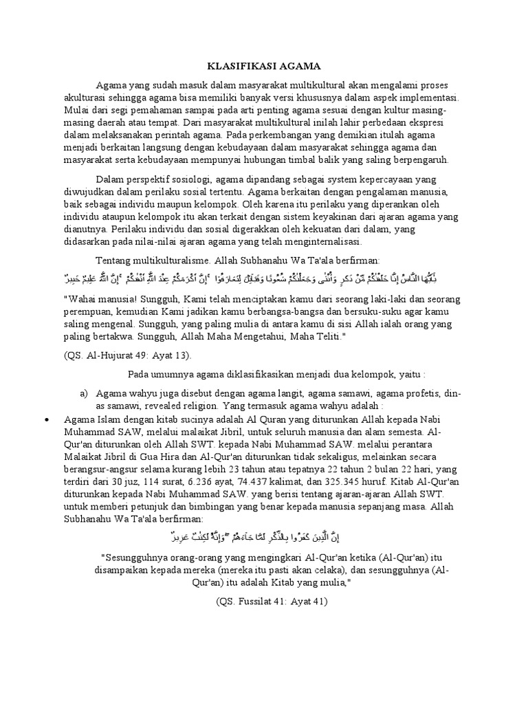 Klasifikasi Agama | PDF