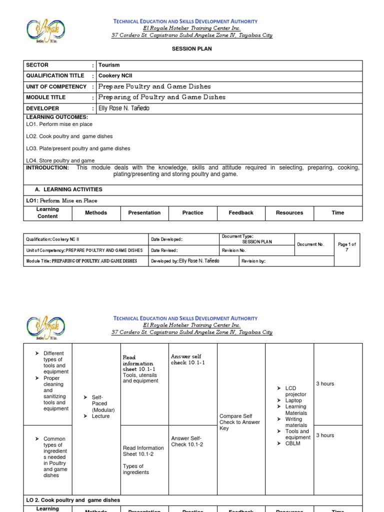 Template 3 - Session Plan PDF | PDF | Cooking | Food And Drink