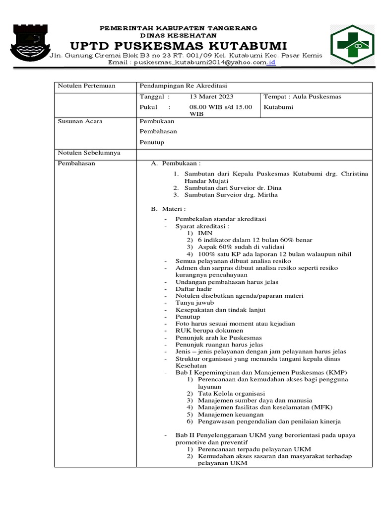 Notulen Pendampingan Re Akre | PDF