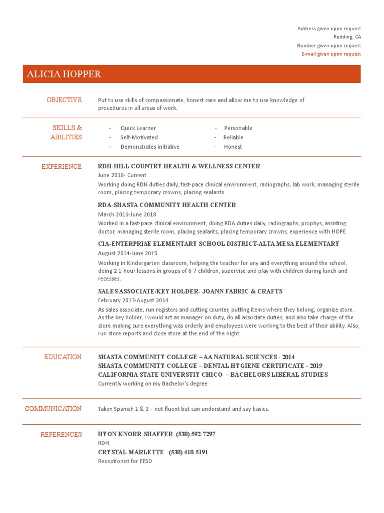 Alicia Hopper: Objective | PDF | Dental Hygienist | Learning