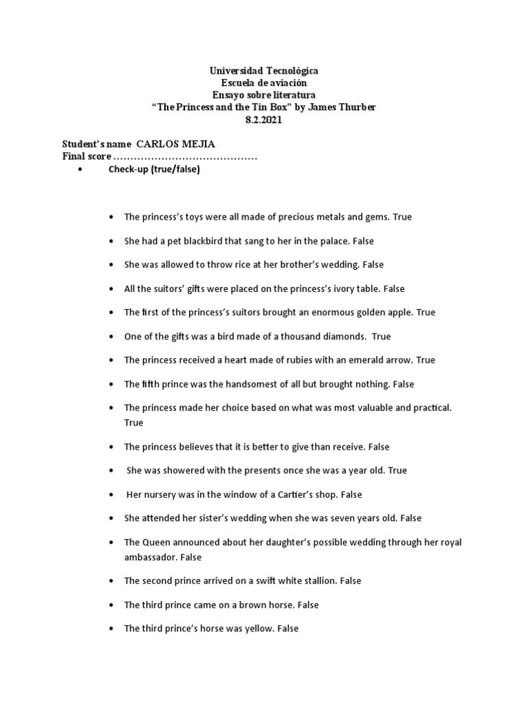 Analysis of "The Princess and the Tin Box" | PDF | Gemstone