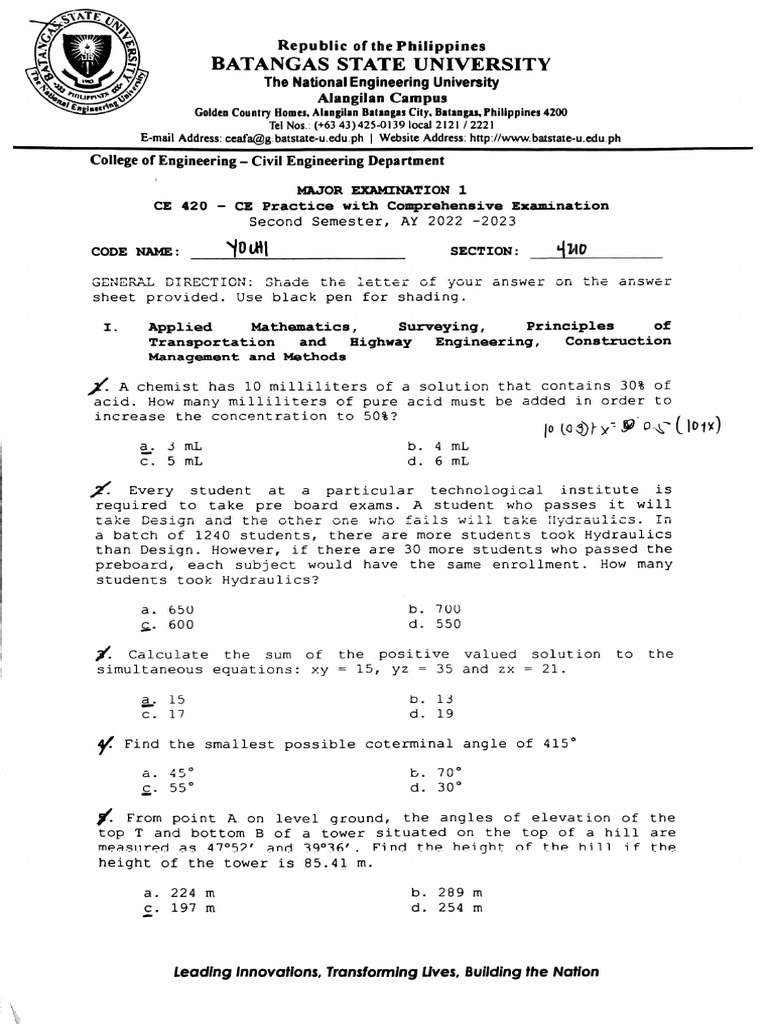 Major Exam 1 - YOCHI | PDF