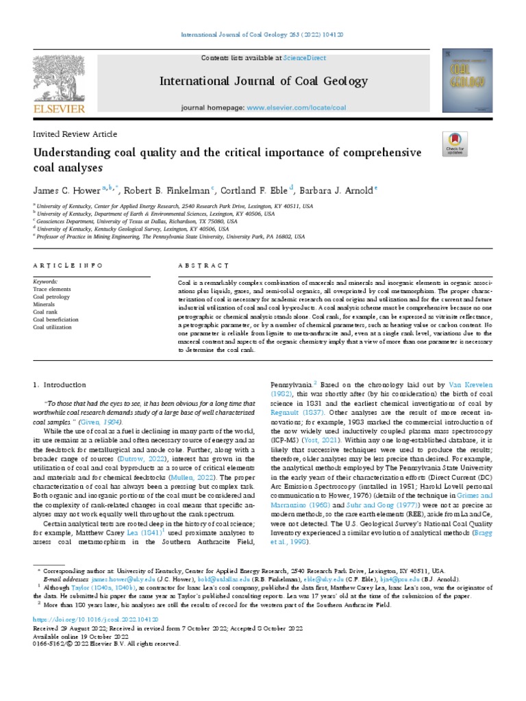 Understanding Coal Quality and The Critical Importance of Comprehensive ... Understanding Coal Quality and The Critical Importance of Comprehensive ...