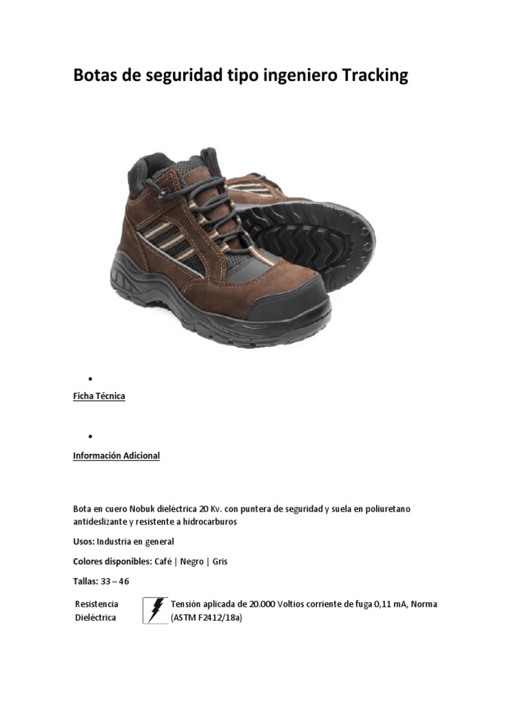 Botas de Seguridad Tipo Ingeniero Tracking | PDF | Ciencias fisicas ...