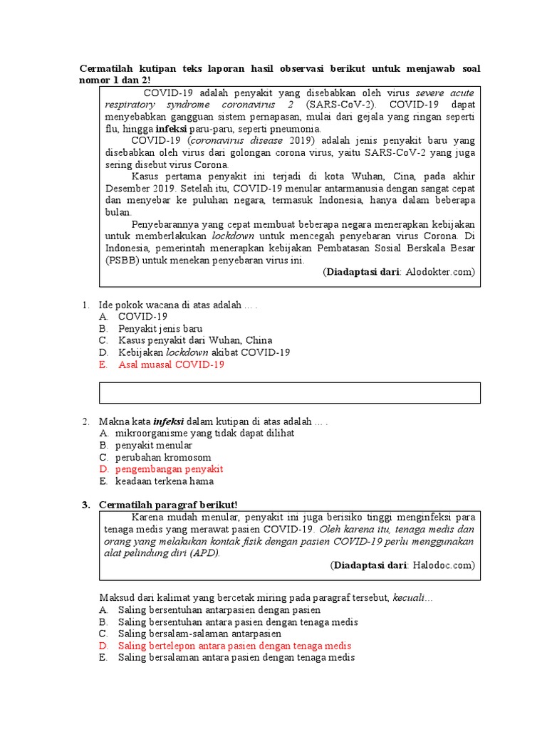 Soal Us Bindo 2022-2023 | PDF