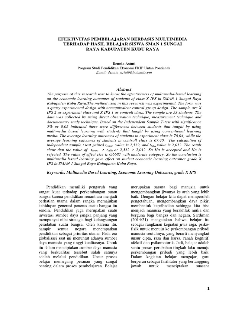 Efektivitas Pembelajaran Berbasis Multim | PDF