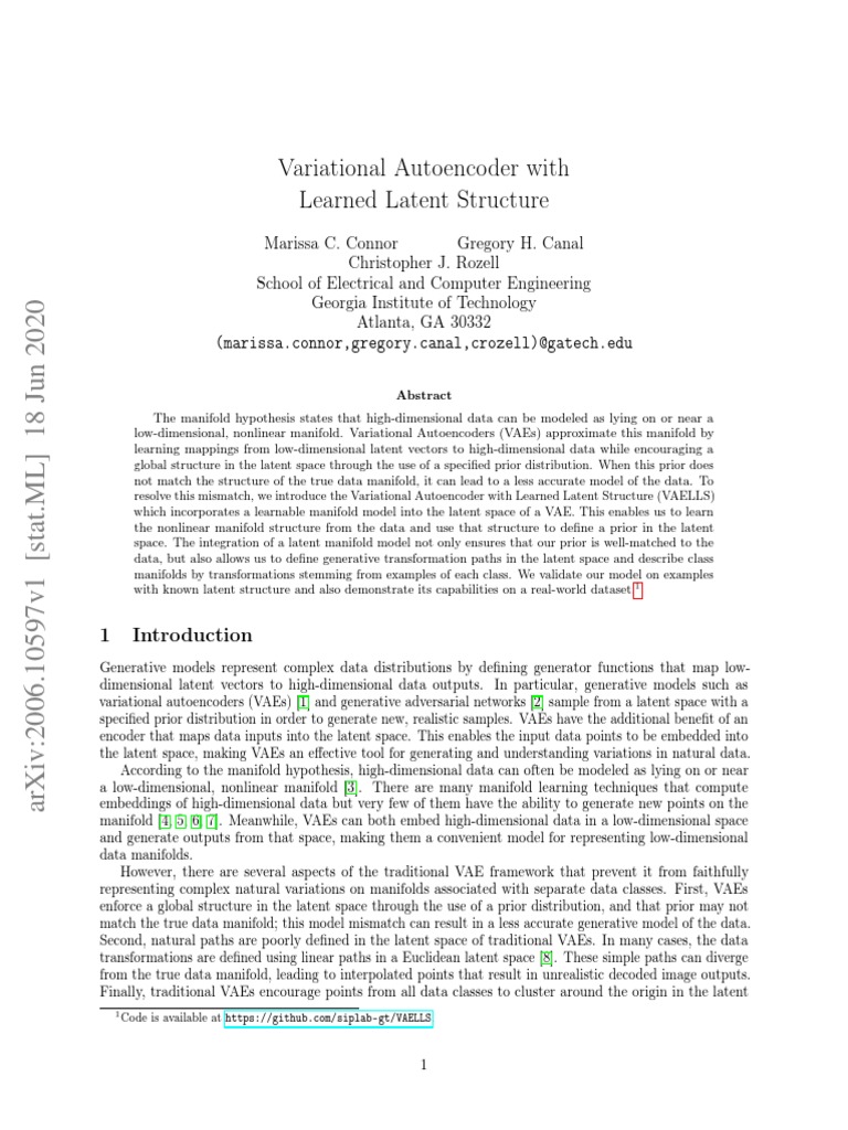 VAE With Learned Latent Structure | PDF | Geometry | Mathematics
