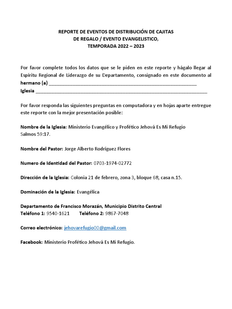 Reporte de Eventos de Distribución de Cajitas | PDF | Religiones abrahámicas