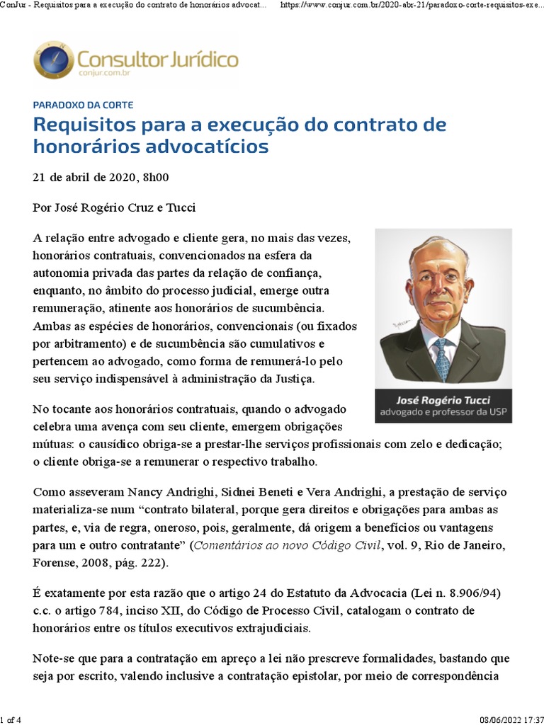 Execução de Contrato de Honorários Advocatícios | PDF | Advogado ...