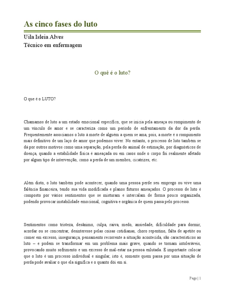 As Fases Do Luto | PDF | Amor | Depressão