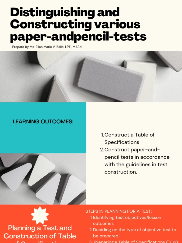 Constructing Paper-and-Pencil Tests | PDF