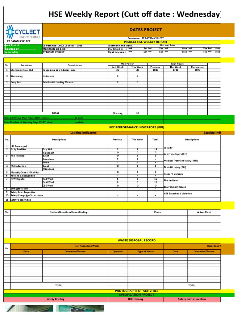PT Batam Cyclect HSE Weekly Report | PDF