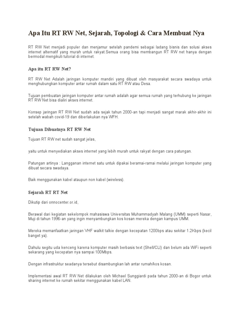 1. Apa Itu Rt Rw Net | PDF