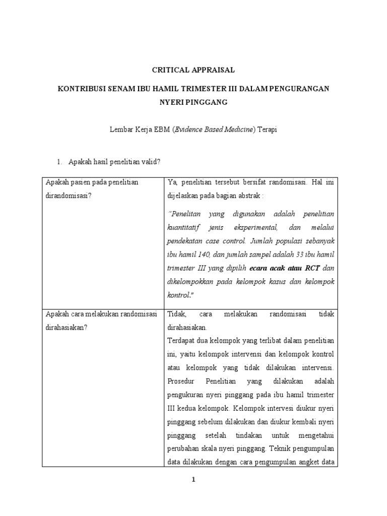 Critical Appraisal | PDF