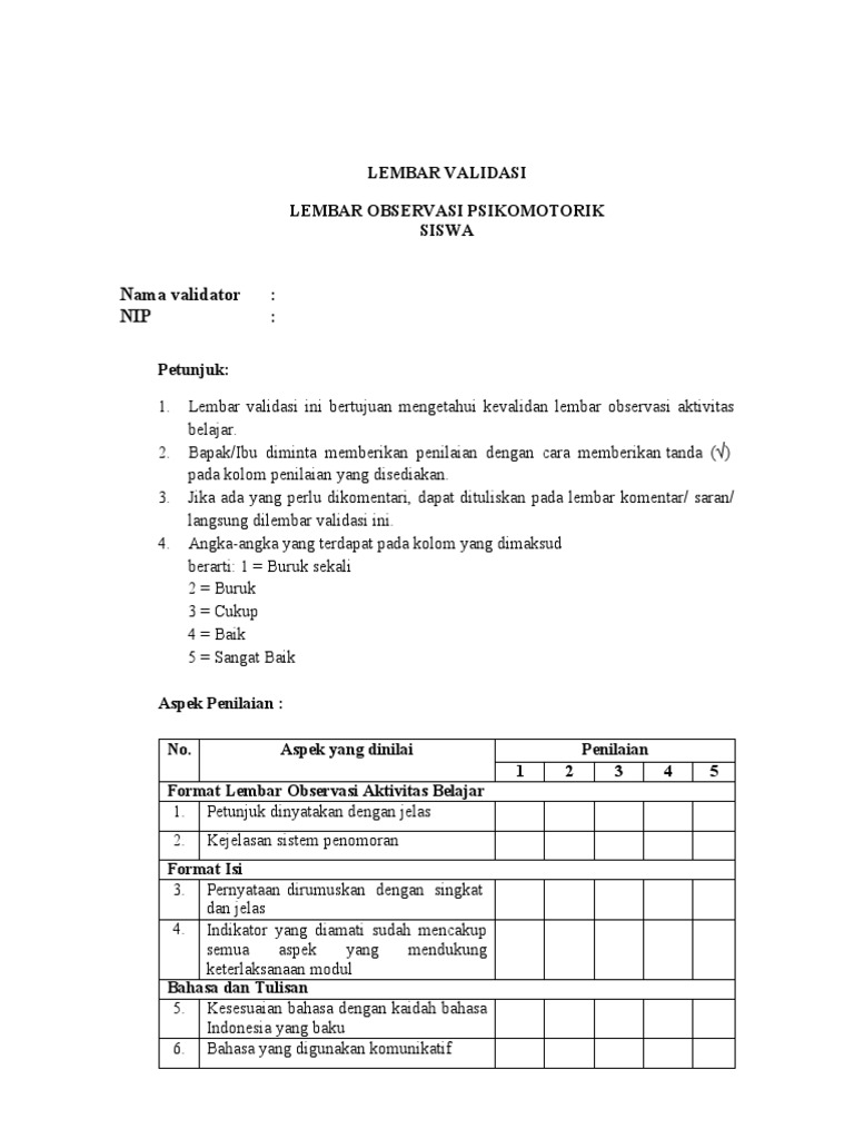 Lembar Validasi | PDF
