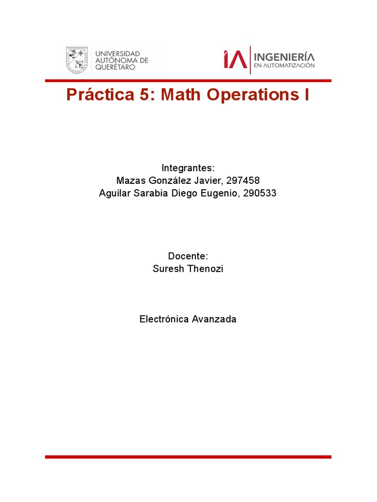 Práctica 5 - Math Operations I | PDF