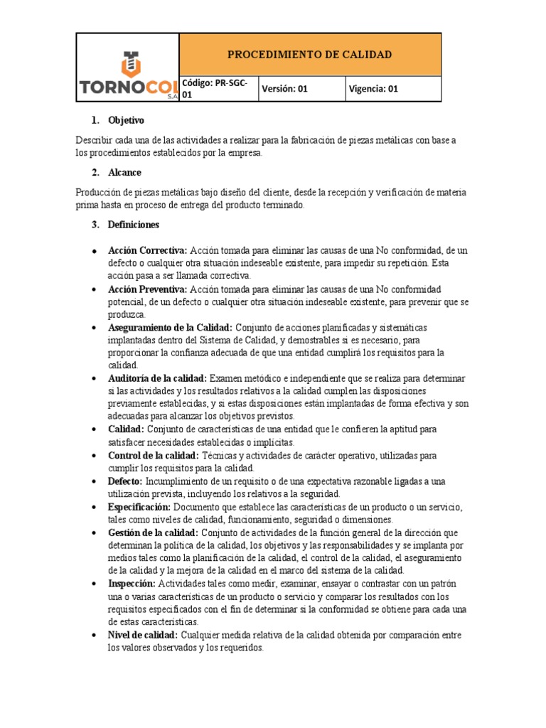 Formato Procedimientos de Calidad | PDF | Calidad (comercial) | Business Formato Procedimientos de Calidad | PDF | Calidad (comercial) | Business