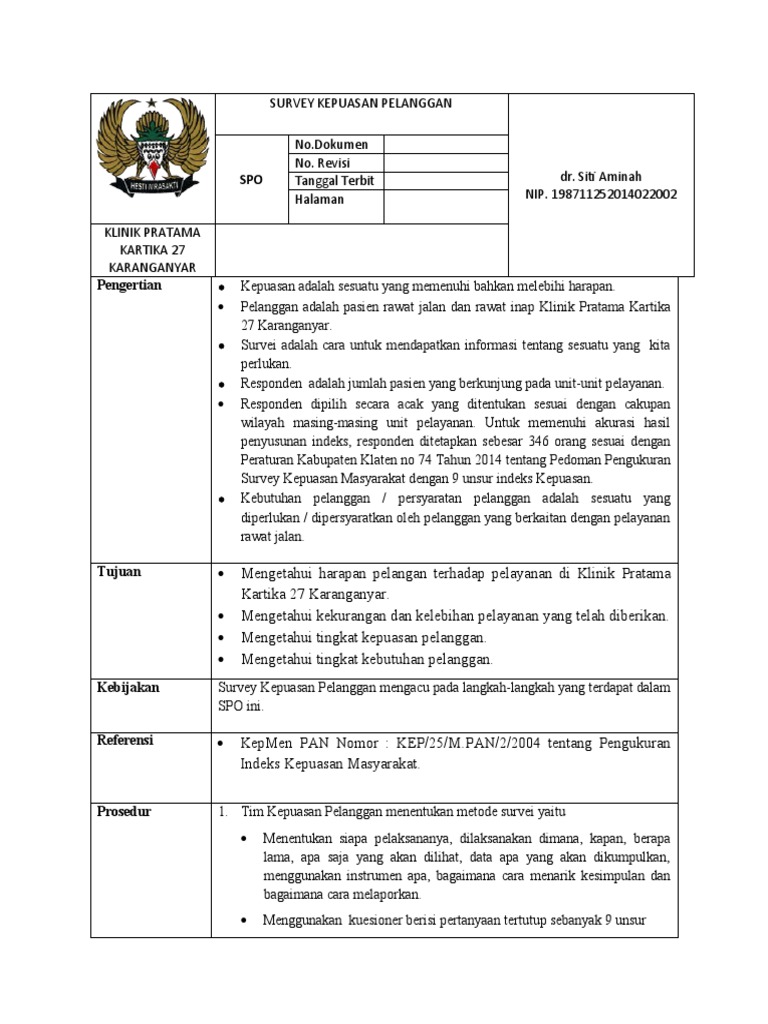 3.sop Survey Kepuasan Pelanggan | PDF