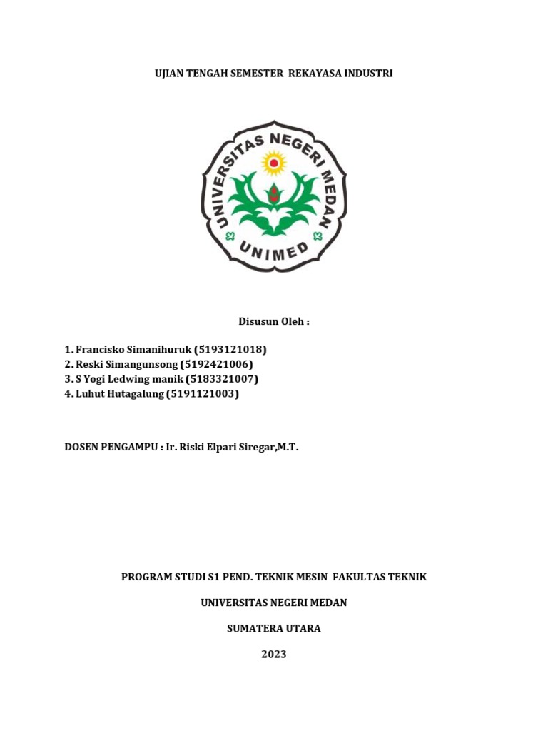 Ujian Tengah Semester Rekayasa Industri | PDF