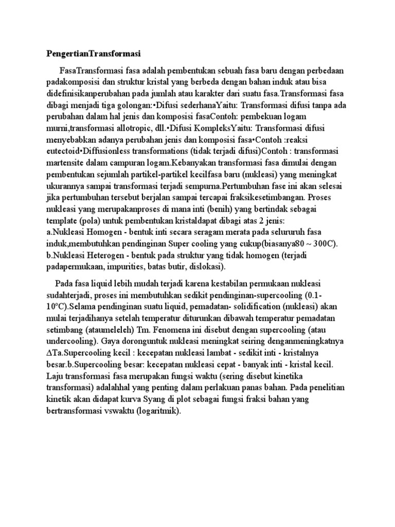 Pengertian dan Jenis Transformasi Fasa | PDF