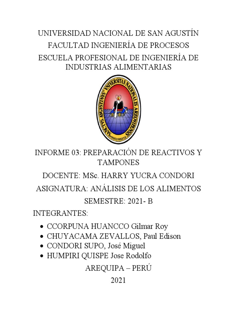 Informe 03 Lab de Analisis1 | PDF | Hidróxido de sodio | Compuestos químicos