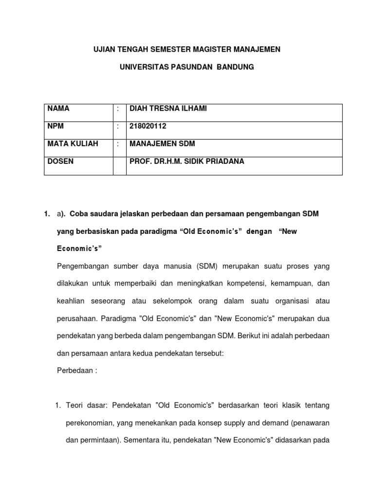 UTS&Tugas - MSDM - DIAH TRESNA ILHAMI - 218020112 | PDF